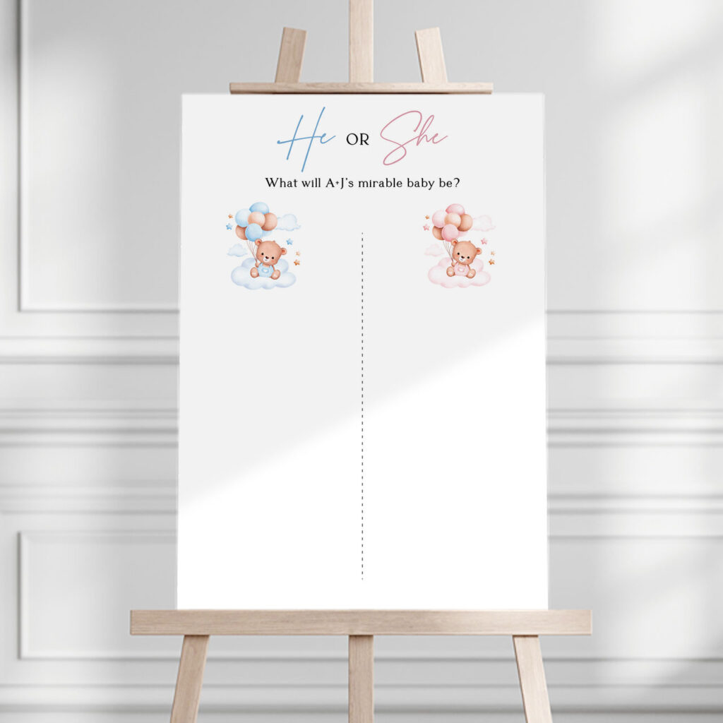 [Personalised] Acrylics Gender Reveal Signage - Baby Bear Theme ...