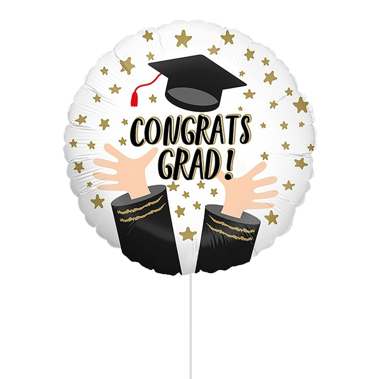 'Congrats Grad 18" Round Gold Foil with Latex Balloons Bouquet - Black ...