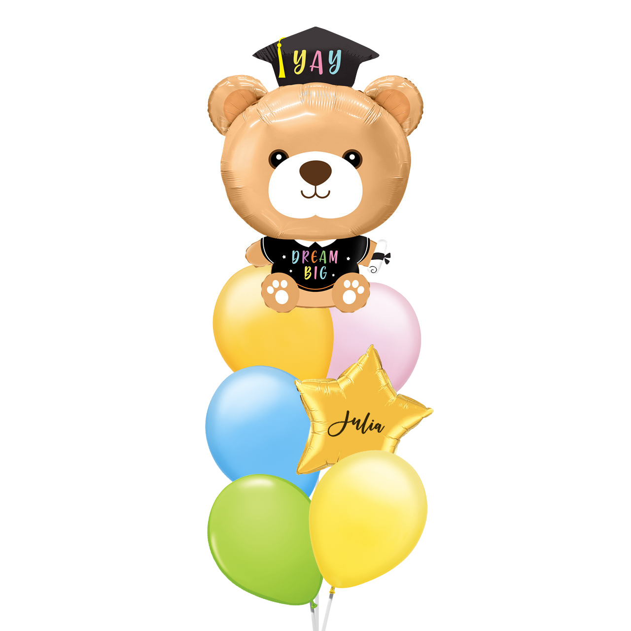 'Dream Big Grad Bear with Latex Balloons Bouquet